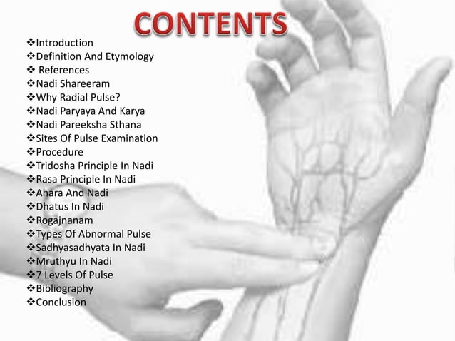 Nadi pareeksha- Ayurvedic pulse diagnosis | PPTX | Heart and ...