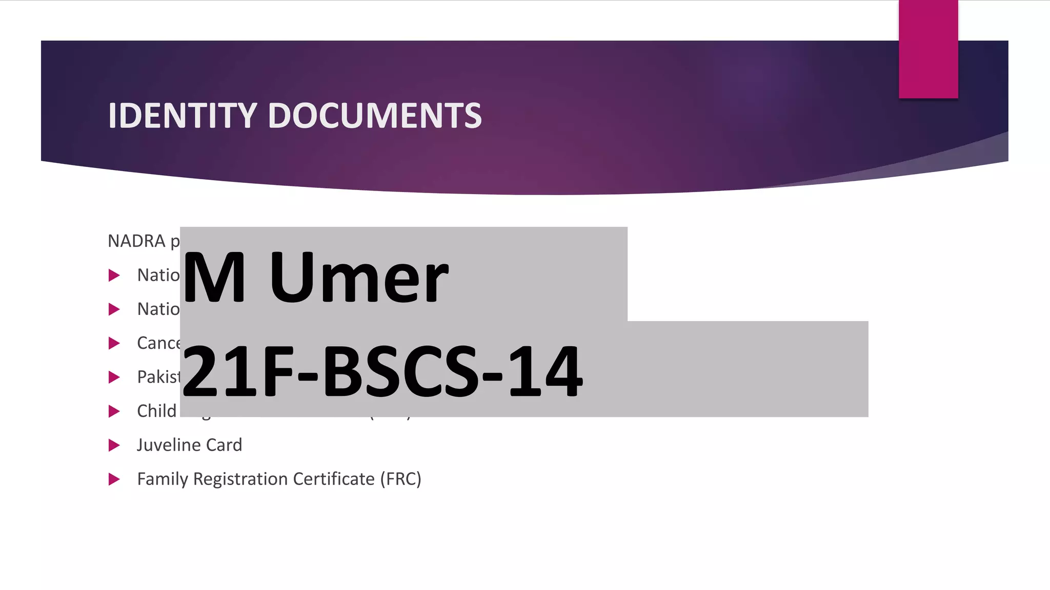 NADRA (National Database and Registration Authority) | PPTX