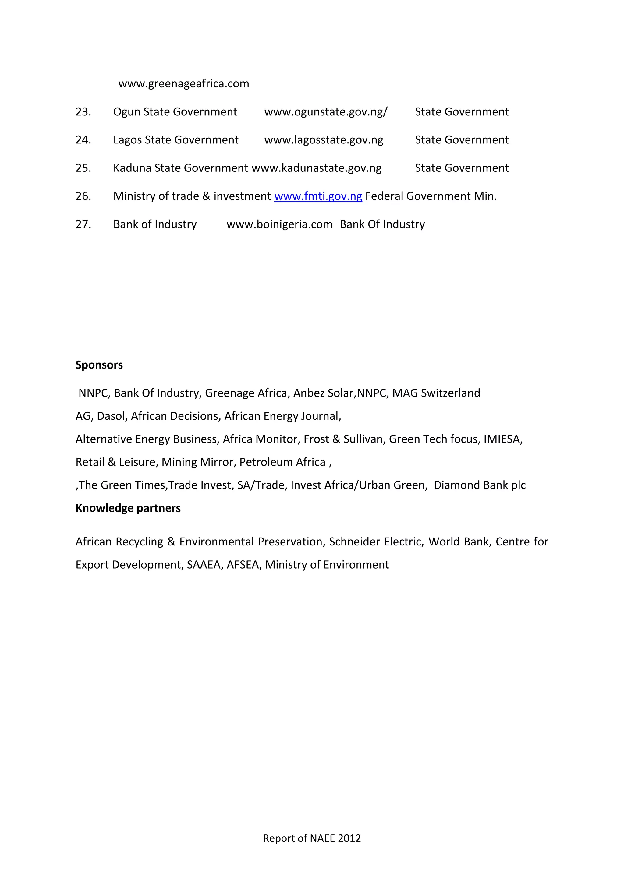 Naee 2012 final report | PDF