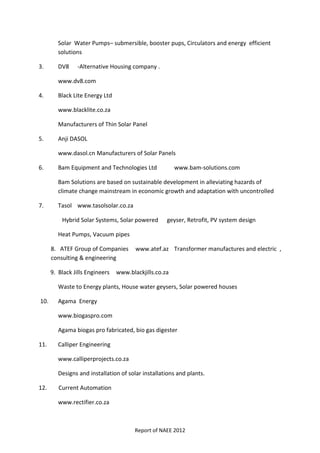 Naee 2012 final report | PDF | Business Expos & Conferences | Events