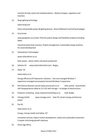 Naee 2012 final report | PDF | Business Expos & Conferences | Events