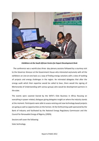 Naee 2012 final report | PDF | Business Expos & Conferences | Events