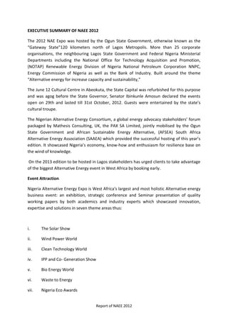Naee 2012 final report | PDF