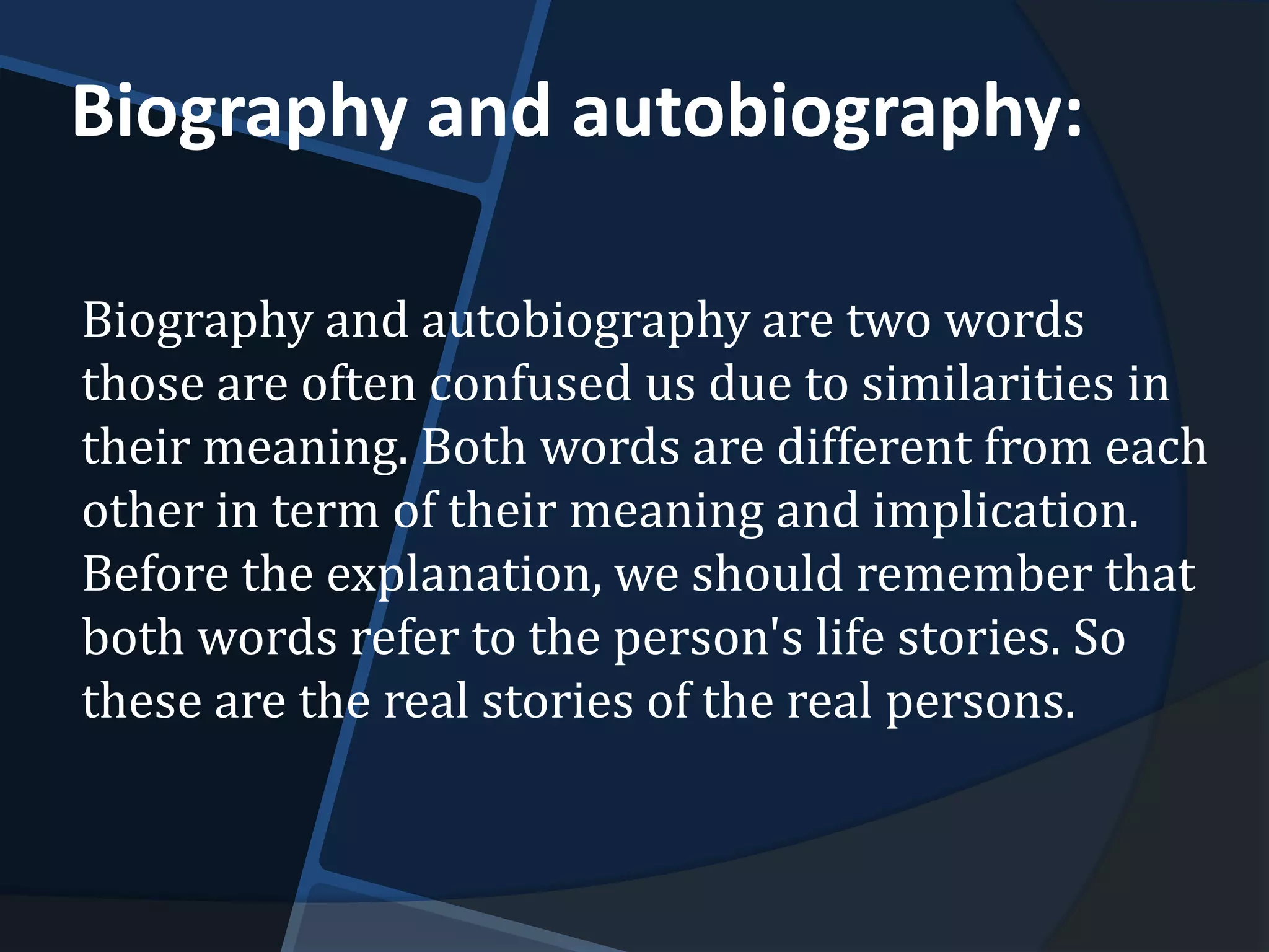 Biography and autobiography in social sciences | PPT