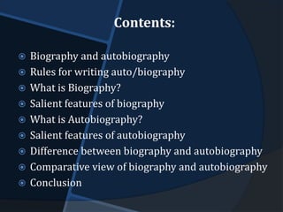 Biography and autobiography in social sciences | PPT