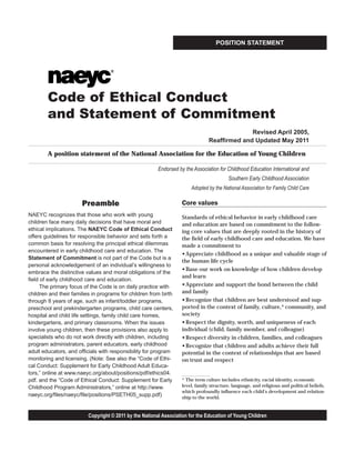 NAEYC Code of Ethical Conduct Resource Book | PDF
