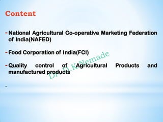 NAFED & FCI | PDF