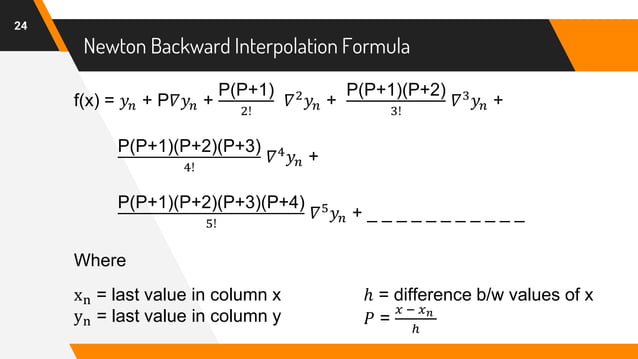 Newtons Backward Interpolation Formula With Example