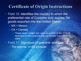 Nafta Certificate of Origin | PPTX