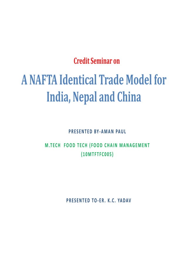 Nafta identical trade model for india, nepal and china | PDF
