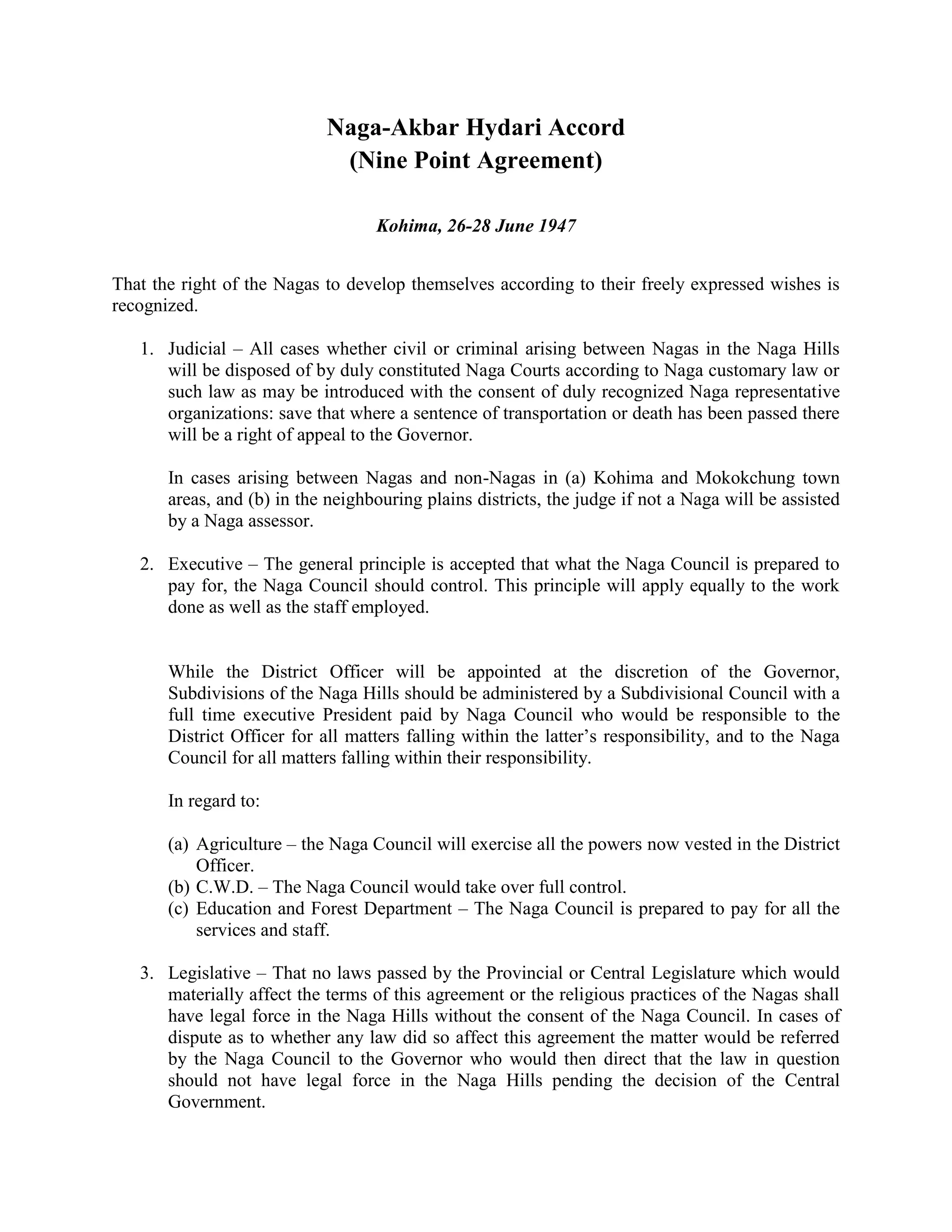Naga akbar hydari accord 1947 | PDF