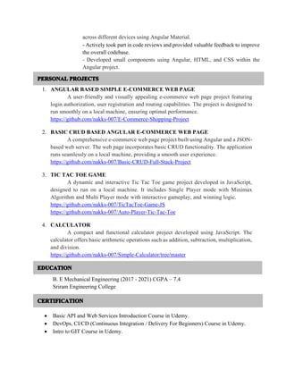 Naga Muruga (1.6 Years) Developer Resume | PDF