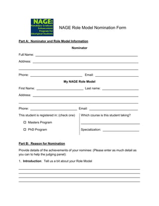 NAGE role model nomination form | PDF