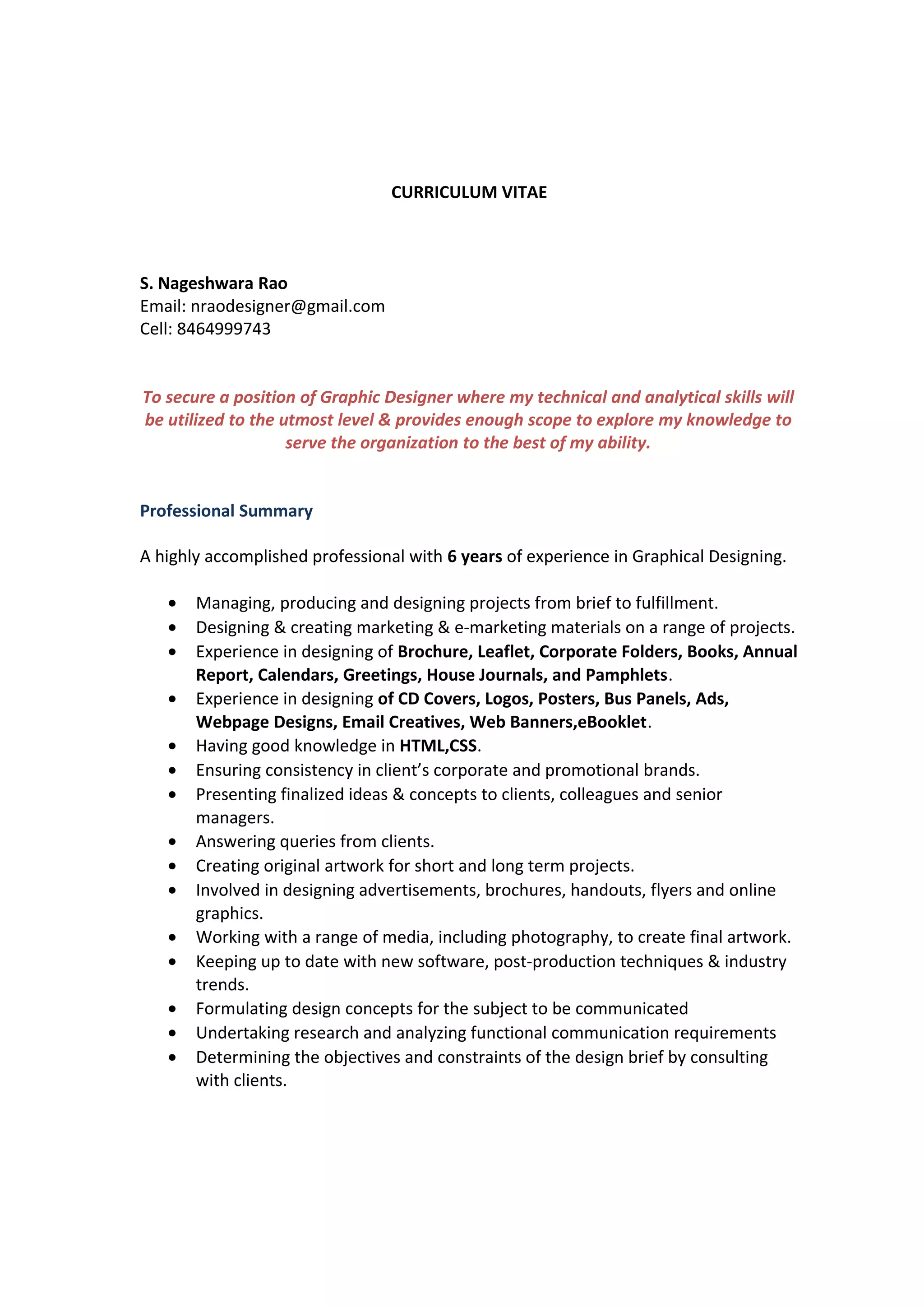 Nagesh cv graphic designer 2018 | PDF