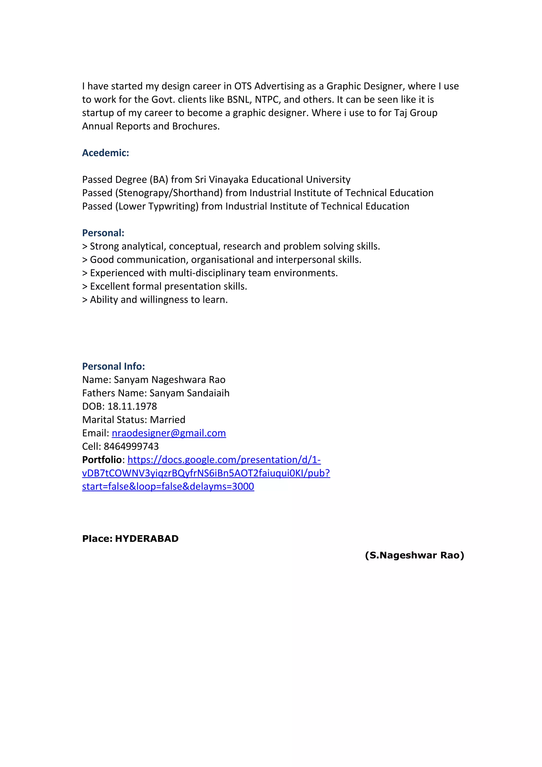 Nagesh cv graphic designer 2018 | PDF