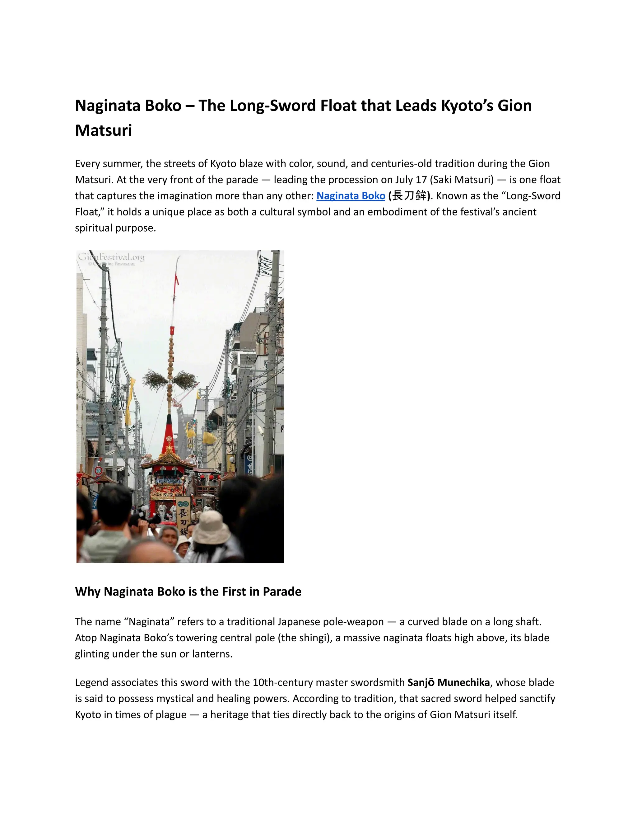 Naginata Boko – The Long-Sword Float that Leads Kyoto’s Gion Matsuri | PDF