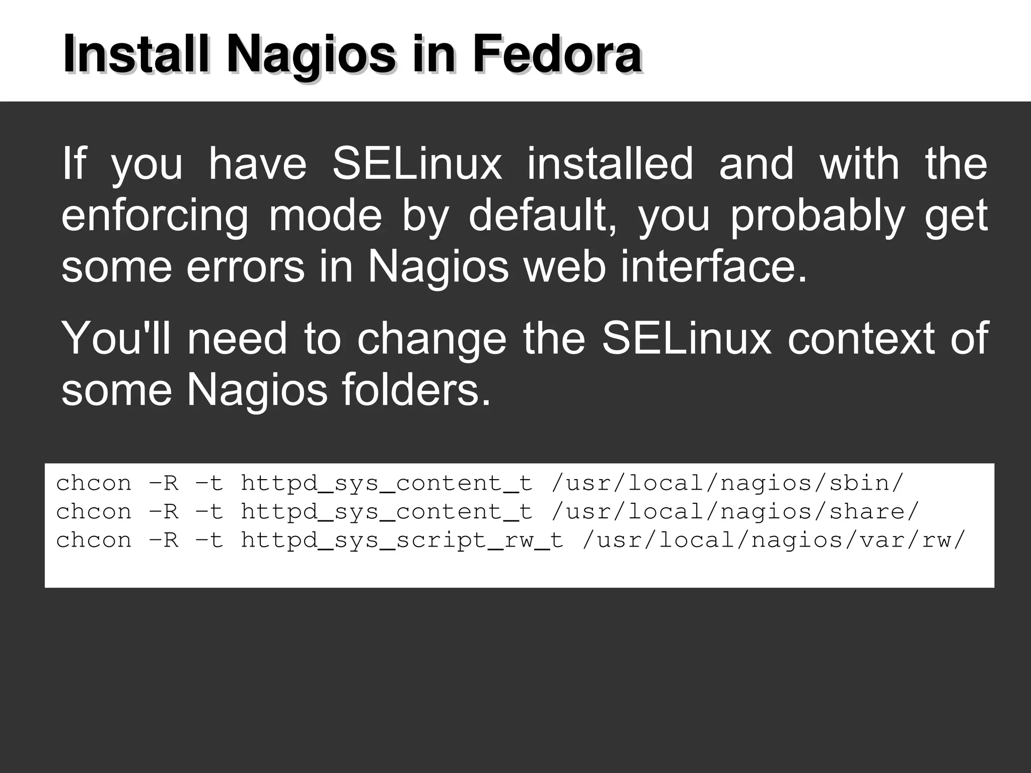 Tutorial: Install Nagios in Fedora | PPT Tutorial: Install Nagios in Fedora | PPT