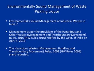 Environmentally Sound Management of Waste Pickling Liquor | PPT