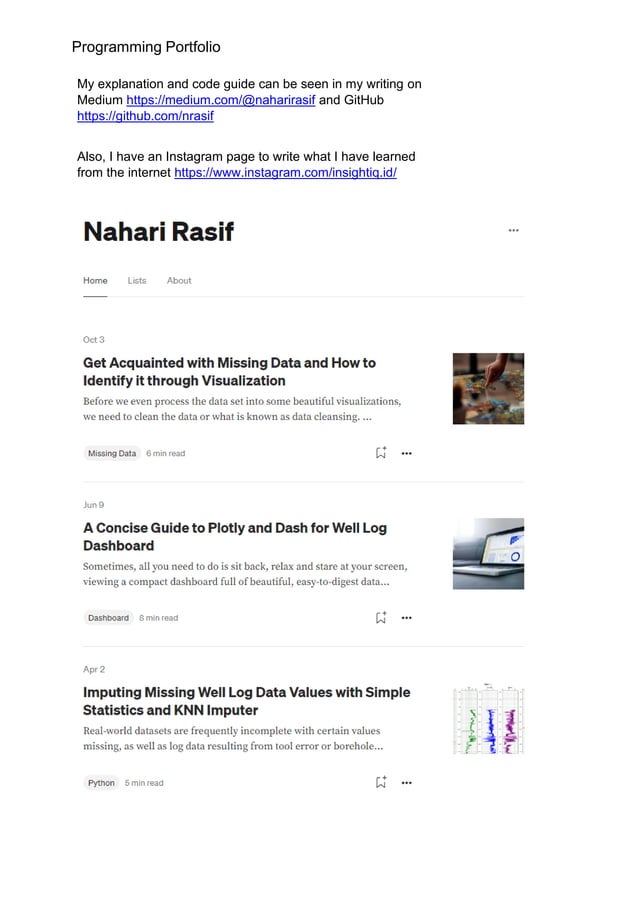 Programming Portfolio Nahari Rasif | PDF | Computer Software and Applications | Computing