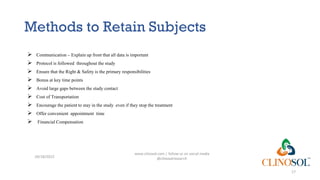 Patient Recruitment and Retention in Clinical Trial | PPTX