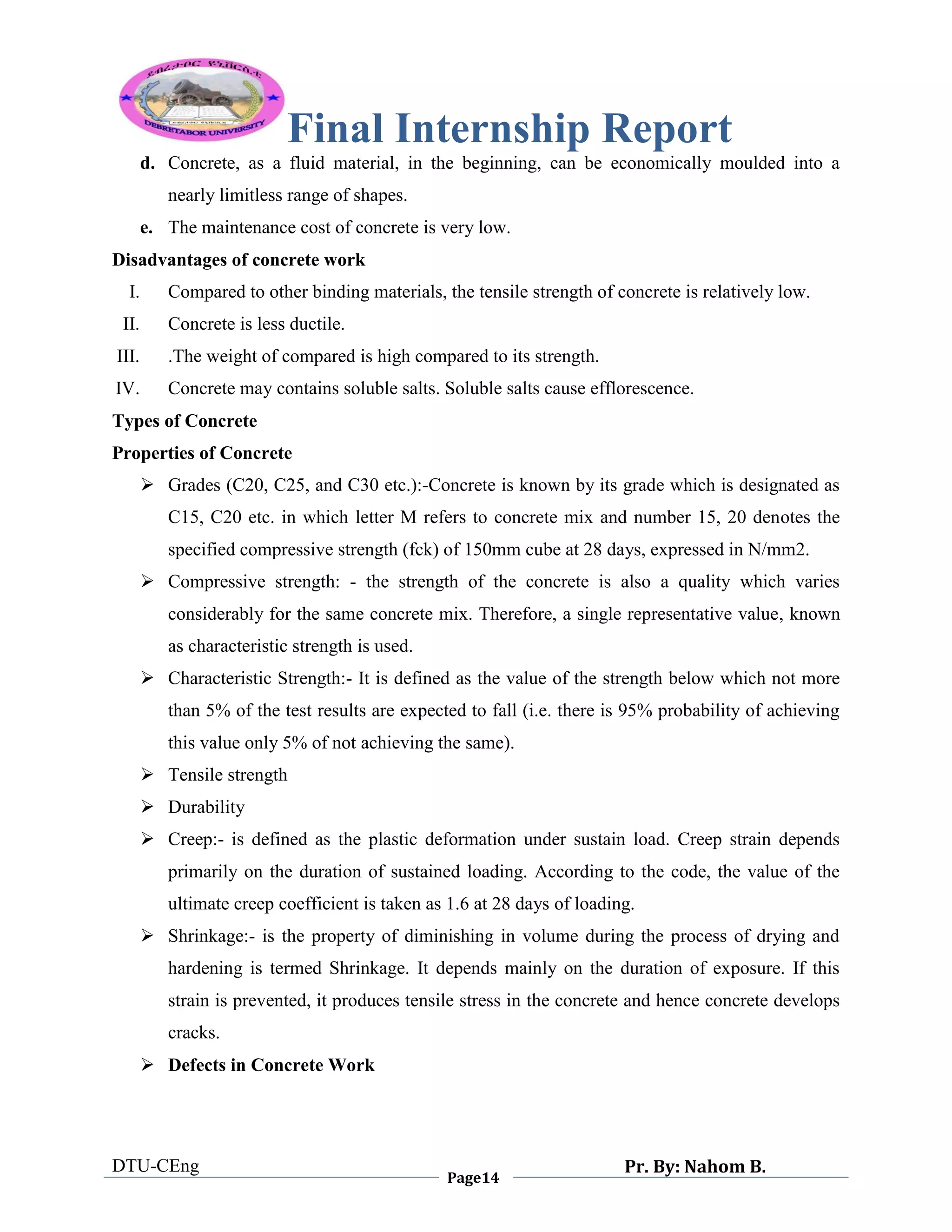 Nahom final internship report | PDF