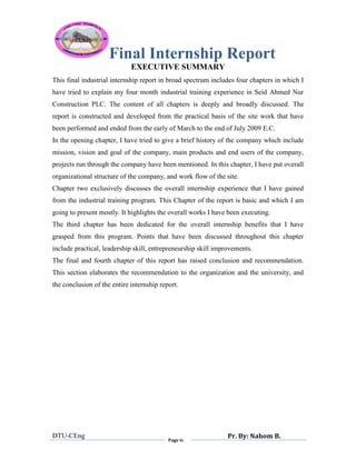 Nahom final internship report | PDF