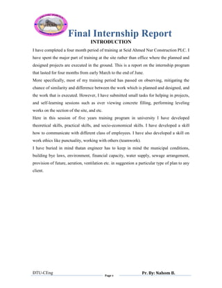 Nahom final internship report | PDF
