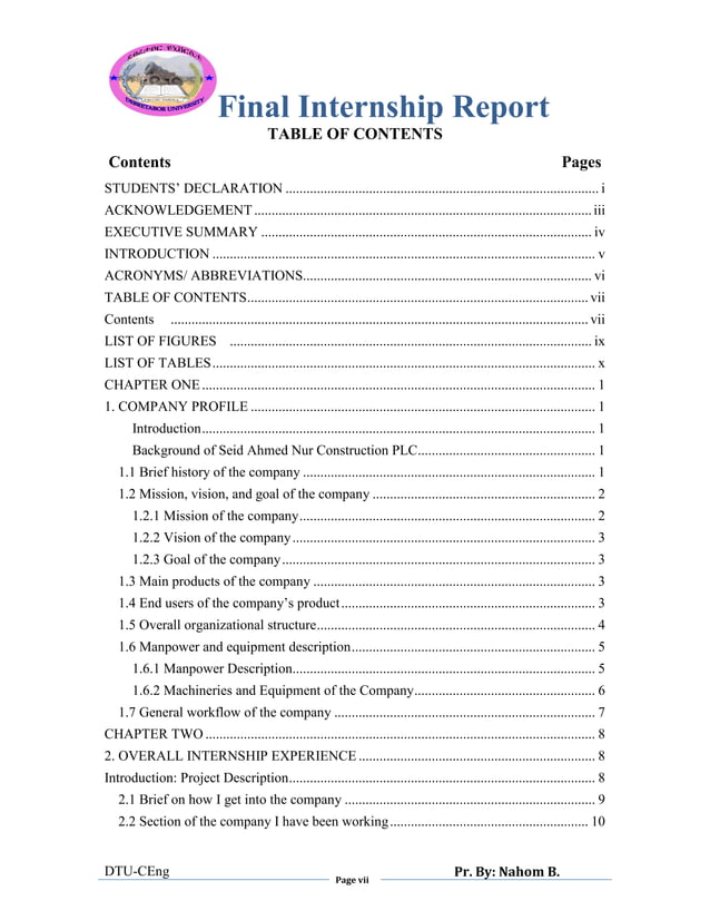 Nahom final internship report | PDF | Undergraduate Education | College Education