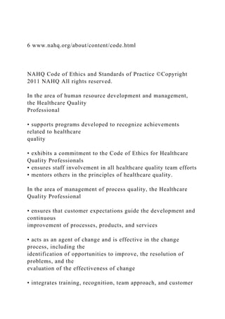 NAHQ Code of Ethics and Standards of Practice ©Copyright 2011 .docx