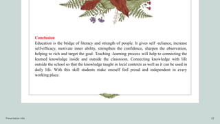 Nai-Talim: Connecting Knowledge to life Outside the School | PPTX