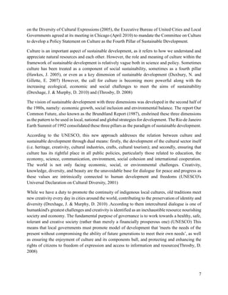 CULTURE AND SUSTAINABLE DEVELOPMENT | PDF