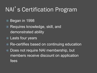 Intensivdagarna Nai certification lisa brochu | PPT