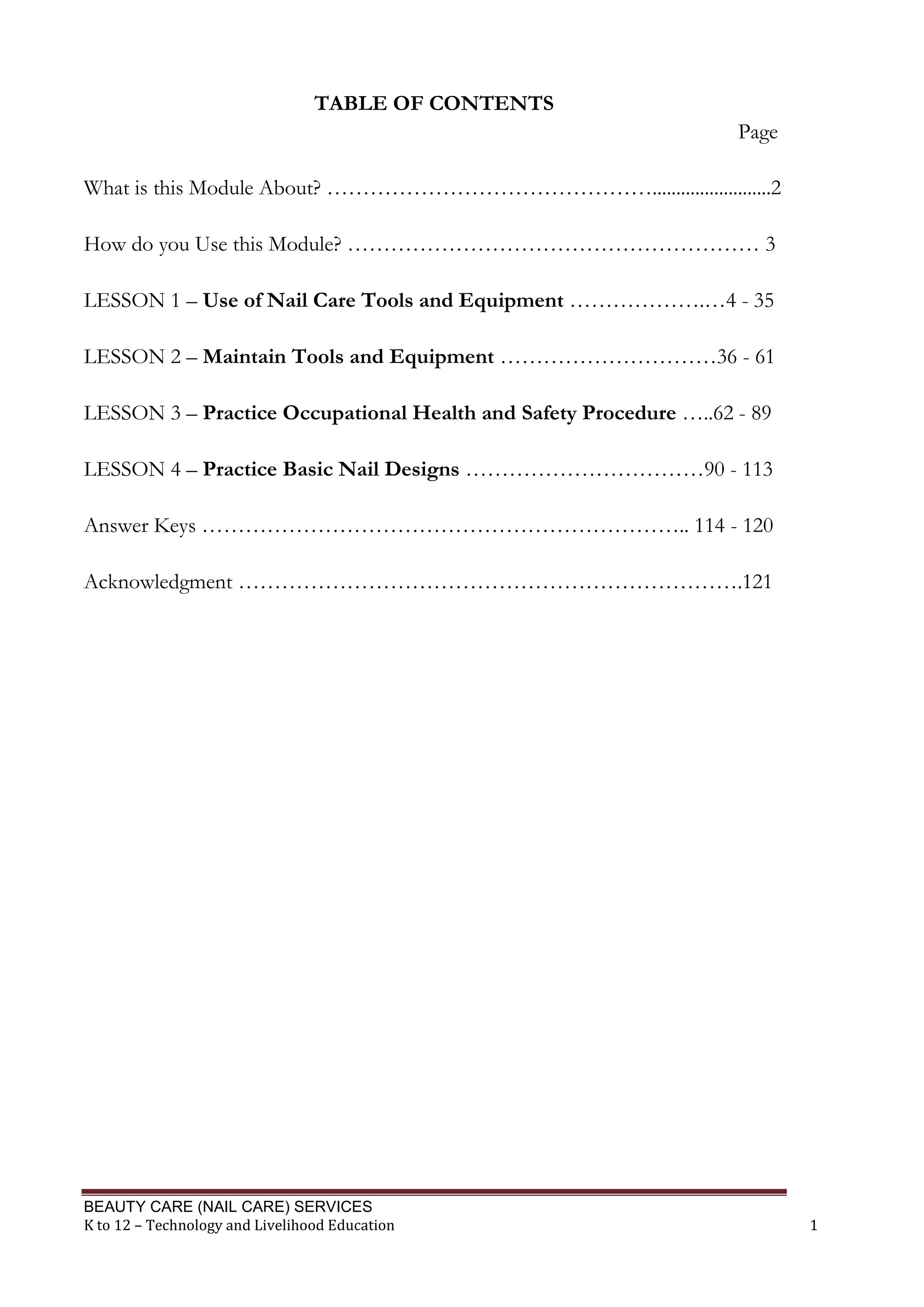 Nail Care Learning Module K-12 | PDF