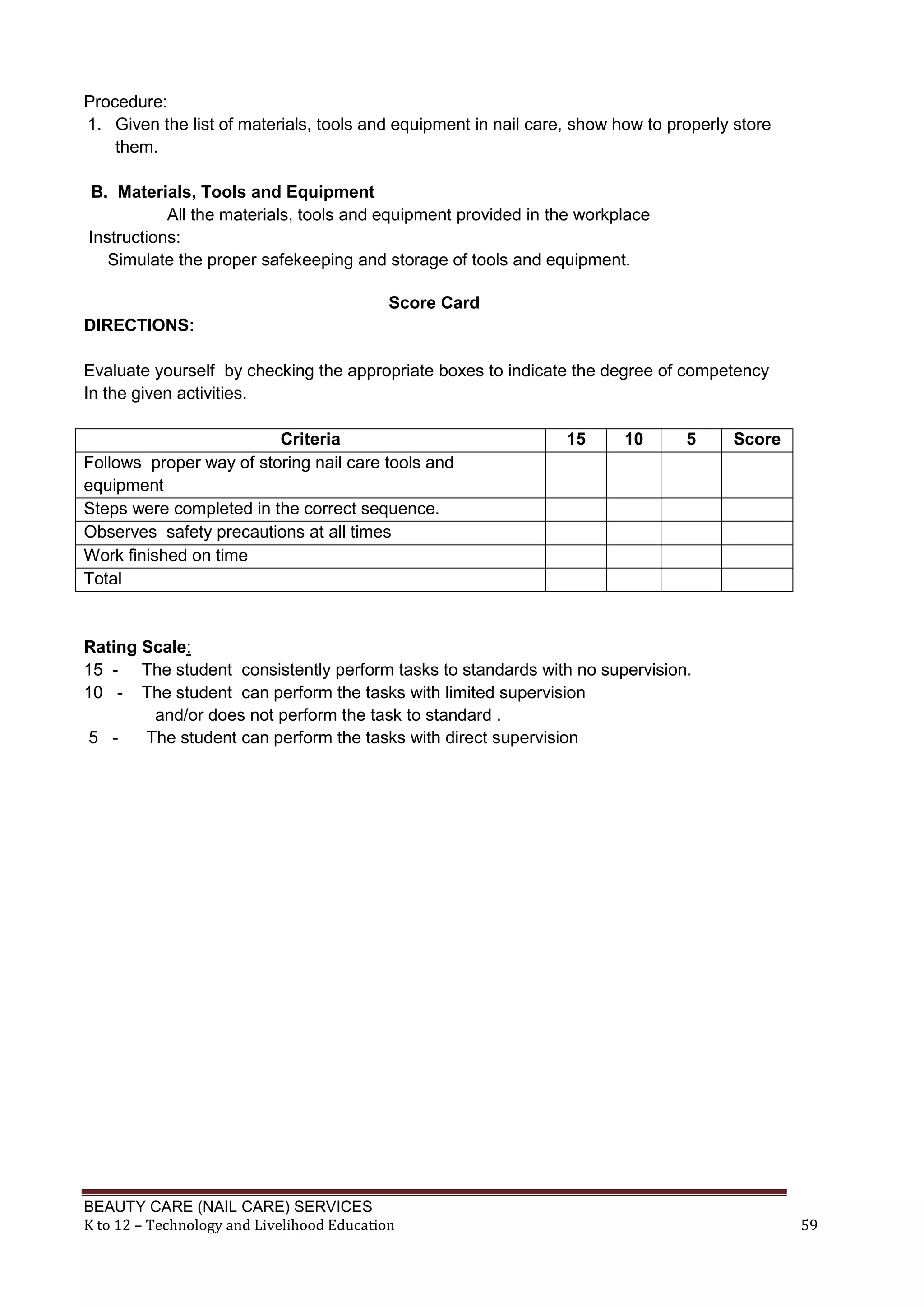 Nail Care Learning Module K-12 | PDF