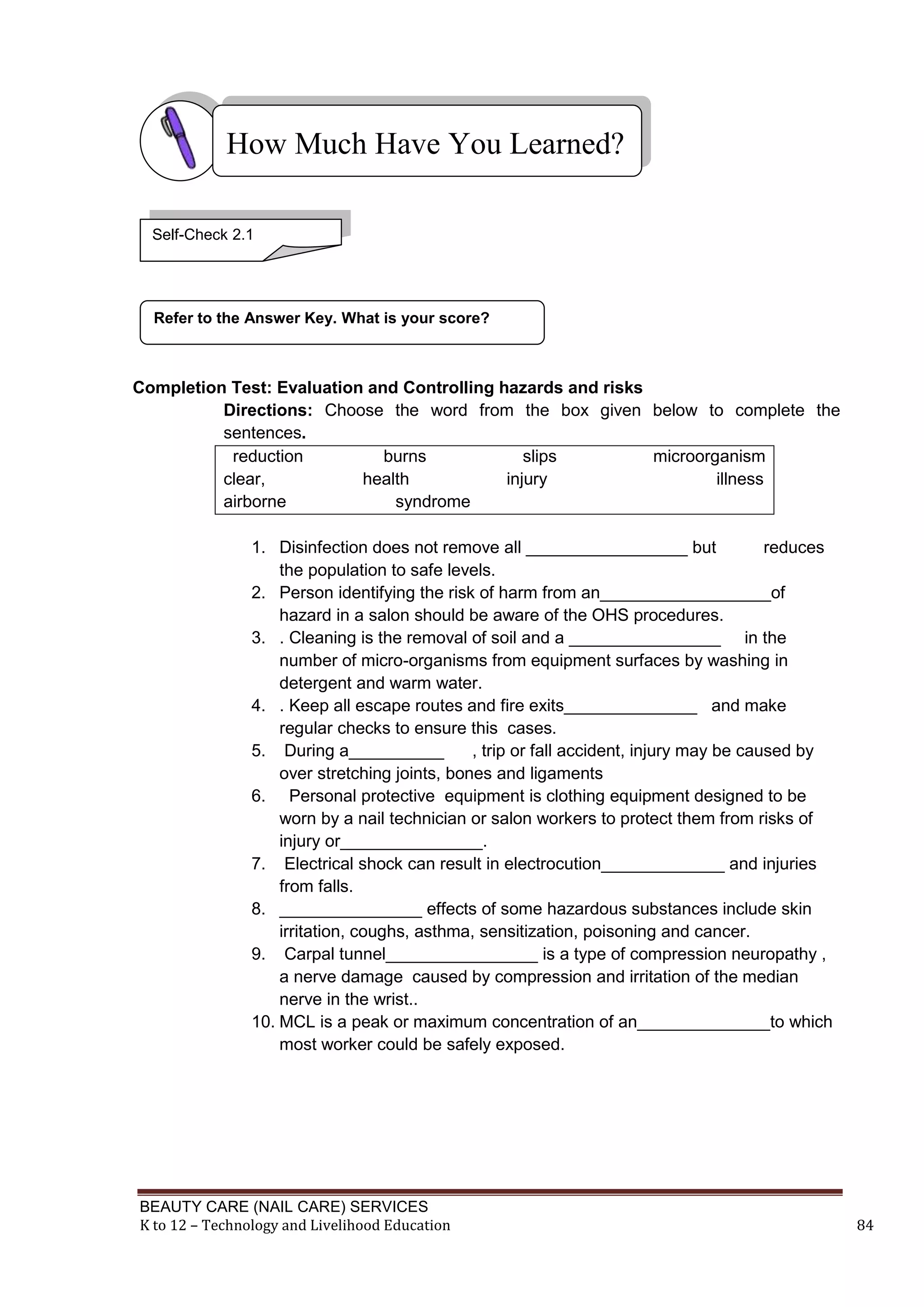 Nail Care Learning Module K-12 | PDF
