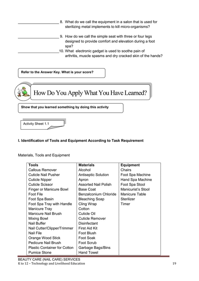 Nail Care Learning Module K-12 | PDF