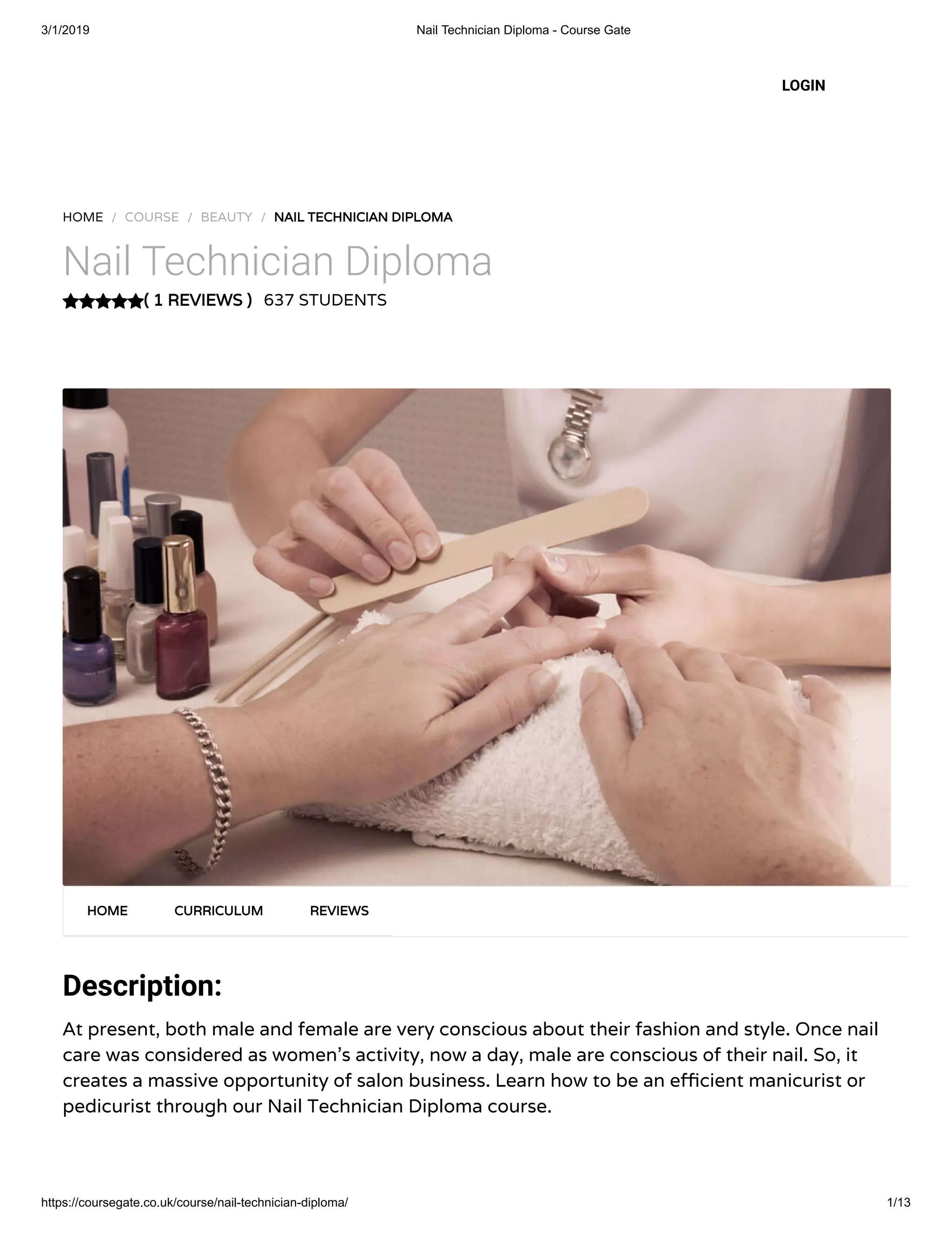 Nail Technician Diploma - Course Gate | PDF