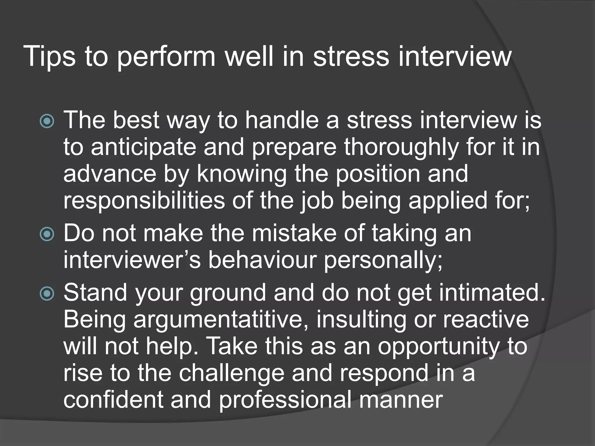 Nail the stress interview | PPT
