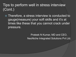 Nail the stress interview | PPT