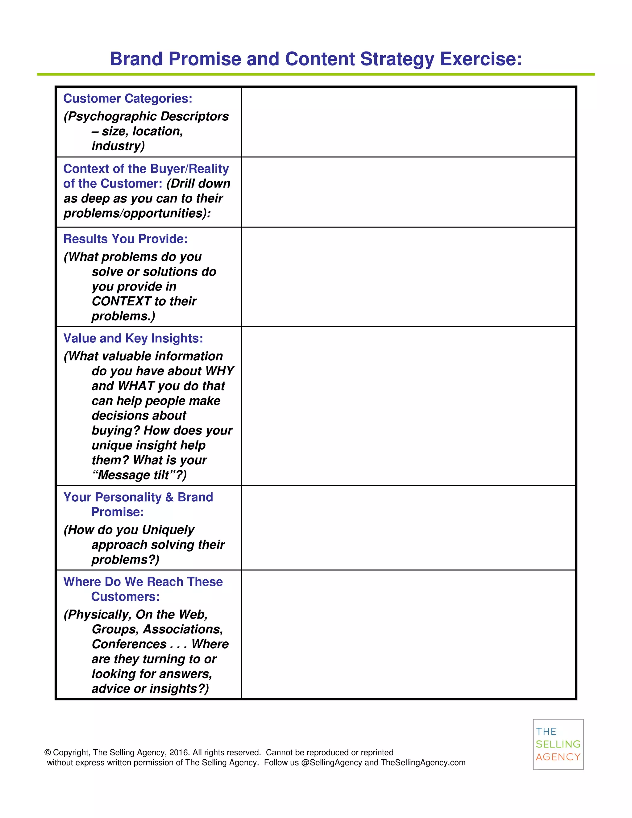 Brand Positioning and Content Strategy Worksheet | PDF
