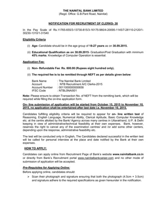 Nainital bank-clerk-notification 2015 | PDF | Photo Editing Software ...