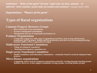 GOOD PRACTICES IN BUILDING RURAL DEVELOPMENT INSTITUTIONS AND PRODUCER ...