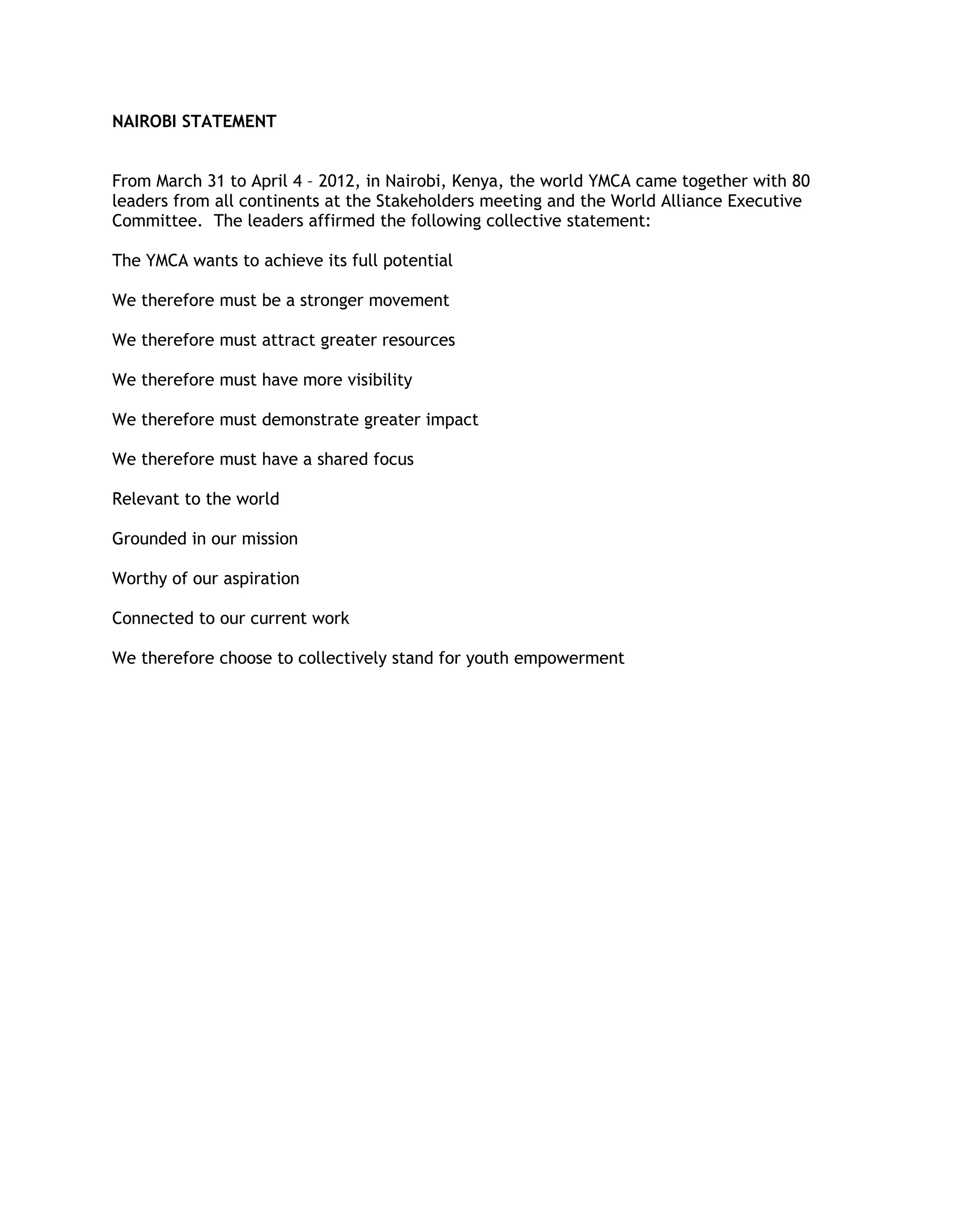 Nairobi statement | PDF