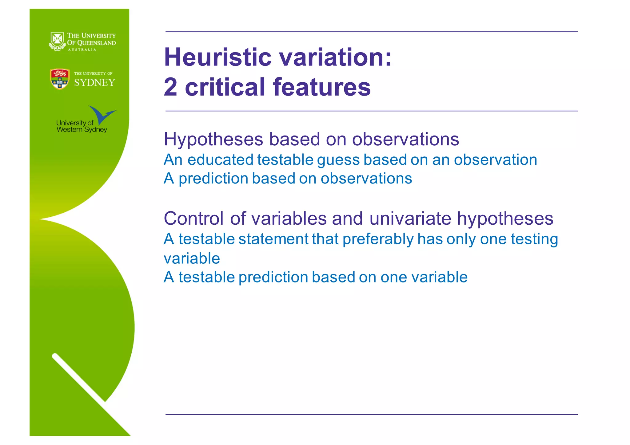 Student understanding of the critical features of a hypothesis ...