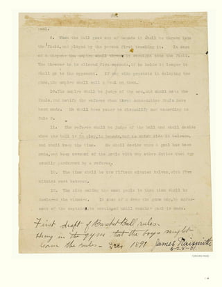 James Naismith’s Founding Rules of Basketball | PDF