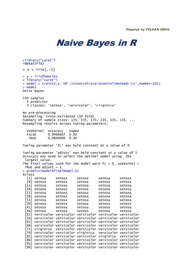 Naive Bayes Example using R | PDF