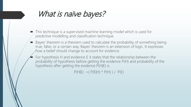 Machine Learning - Naive bayes | PPTX