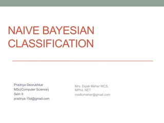 Naive bayesian classification | PPTX