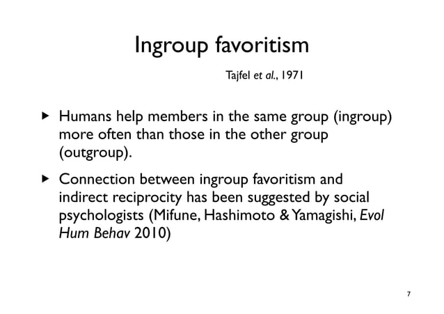 Ingroup favoritism under indirect reciprocity | PPT