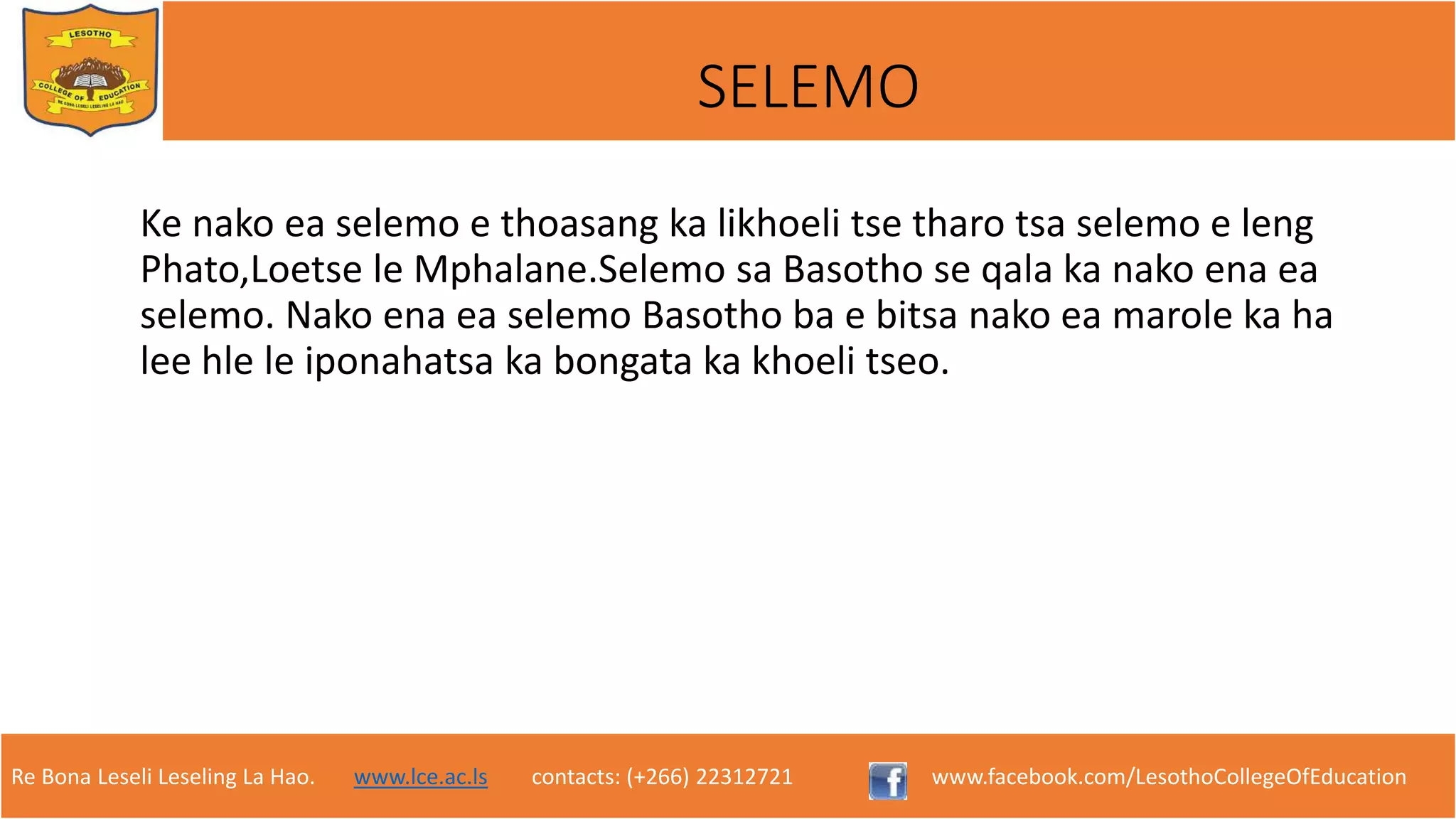 Nako tsa selemo | PPTX